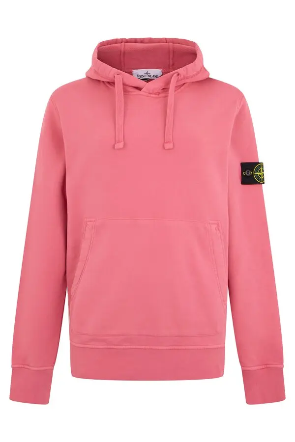 Stone Island Logo-embroidered Cotton Hoodie - Pink