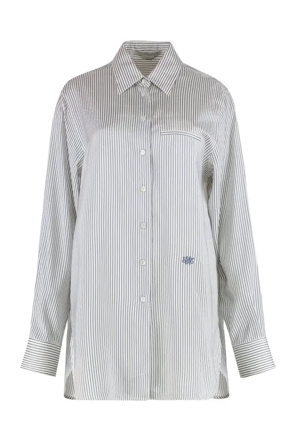 Stella McCartney Striped Silk Button-up Shirt With Side Slits