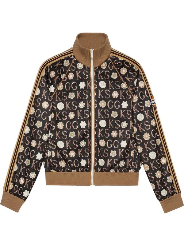 Gucci Gg Motif And Floral Print Zip-up Track Jacket