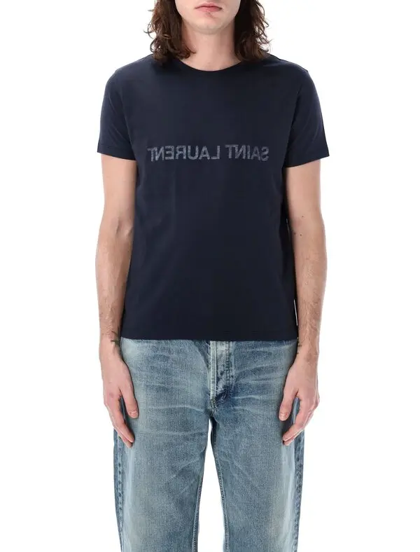 Saint Laurent Reverse Logo Tee - Blue