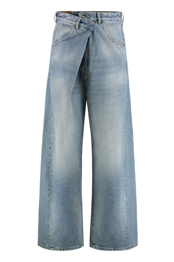 DARKPARK Wide-leg Asymmetrical Zip Jeans - Denim