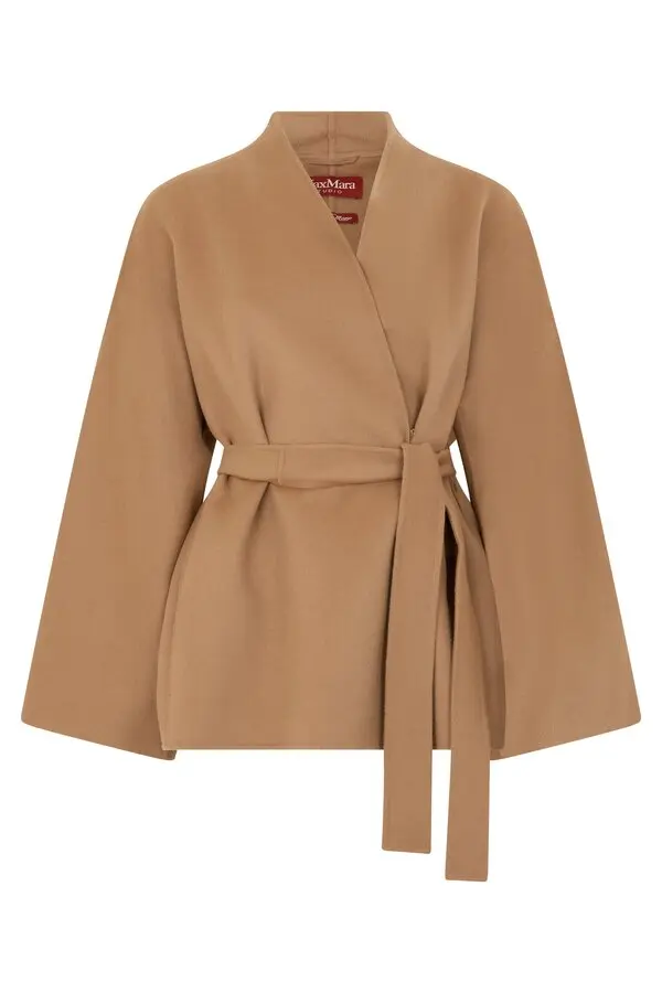 Max Mara Wool Cape With Matching Belt - Camel