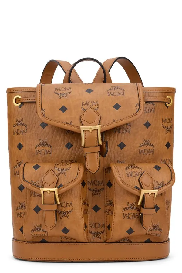 Mcm Synthetic Leather Backpack With Buckle Front Pockets