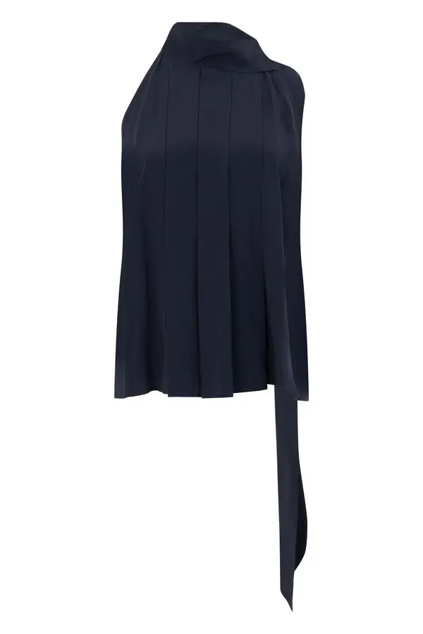 Max Mara Style Asymmetrical Silk Top With Draped Side