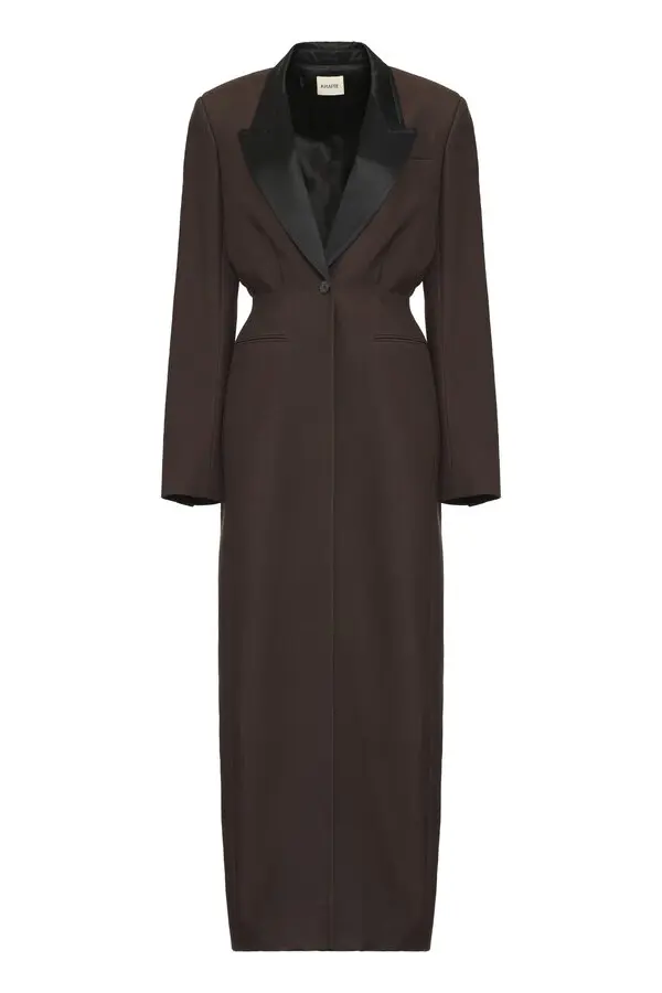 Khaite Bellow Satin Lapel Single-breasted Long Jacket - Brown