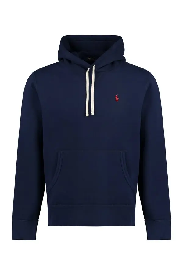 Polo Ralph Lauren Cotton Hoodie With Ribbed Cuffs And Hem - Blue