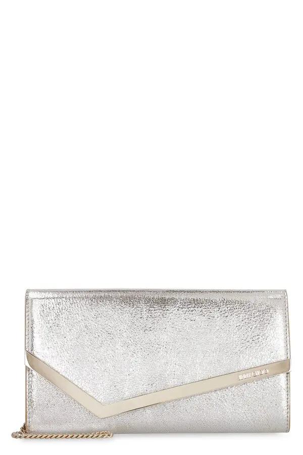 JIMMY CHOO Emmie Mini Leather Clutch With Removable Chain Strap