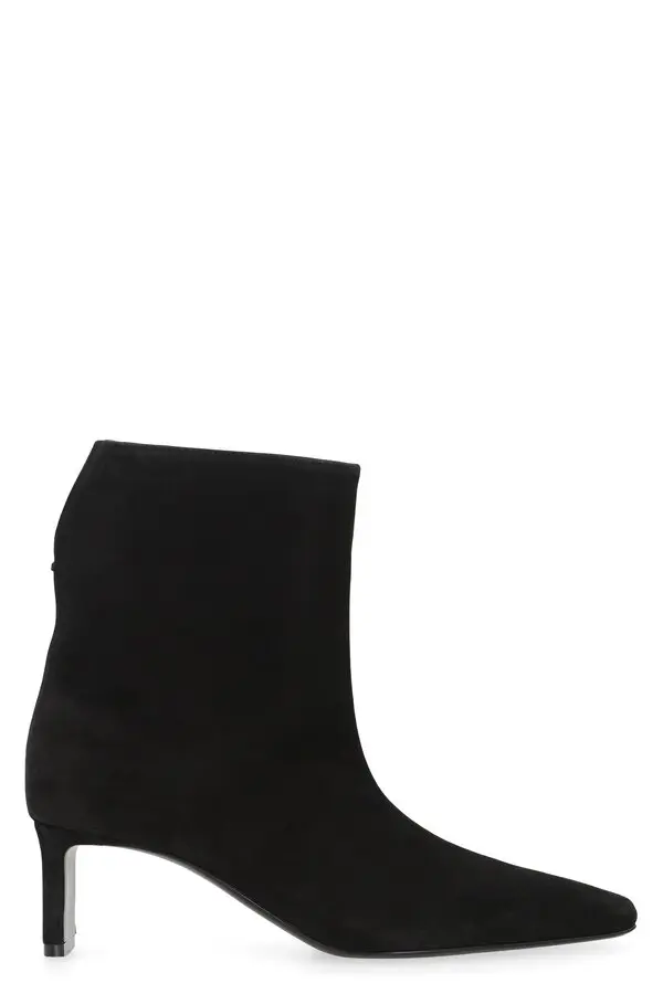 Khaite Ona Suede Ankle Boots With Square Toe And Engraved Back