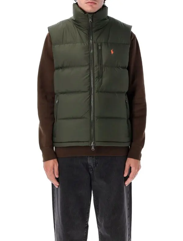 Polo Ralph Lauren Quilted Ripstop Padded Vest With Stand-up Collar & Zip Pockets - Verde