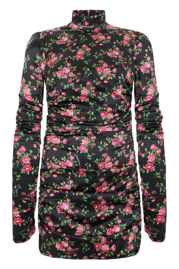 Dolce & Gabbana Floral Printed Silk Blend Mini Dress