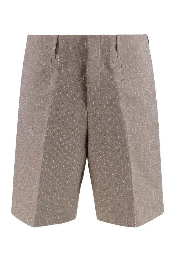 Fendi S Cotton Bermuda Shorts With Visible Stitching