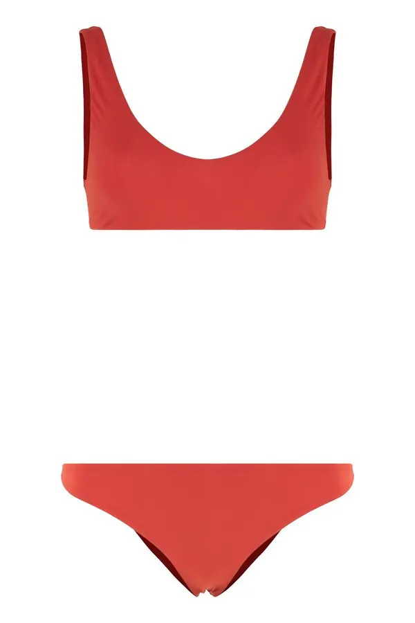 LIDO Bandeau Bikini Top And Bottom Set - Red