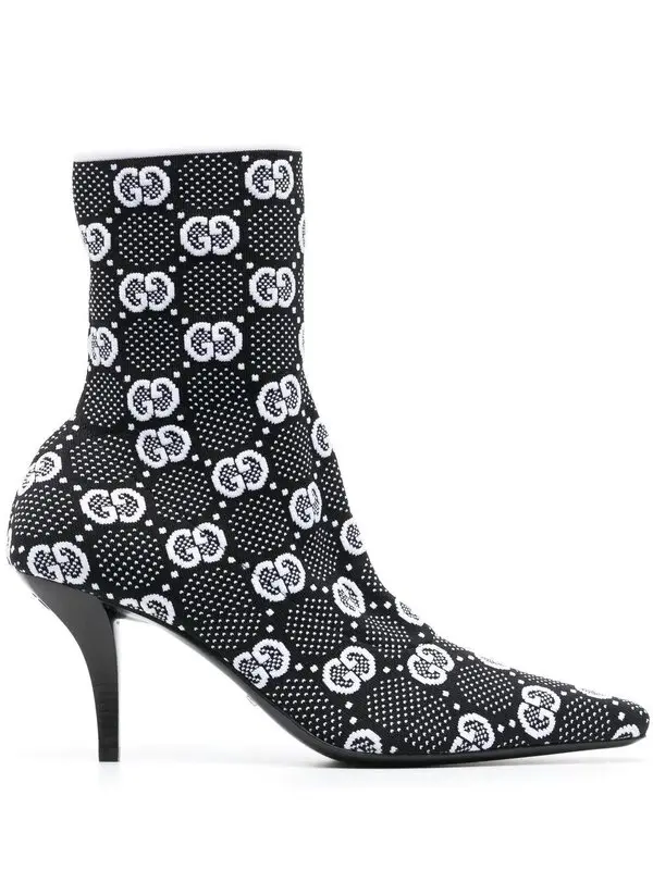 Gucci Gg Monogram Sock Booties - Blck/g.wht
