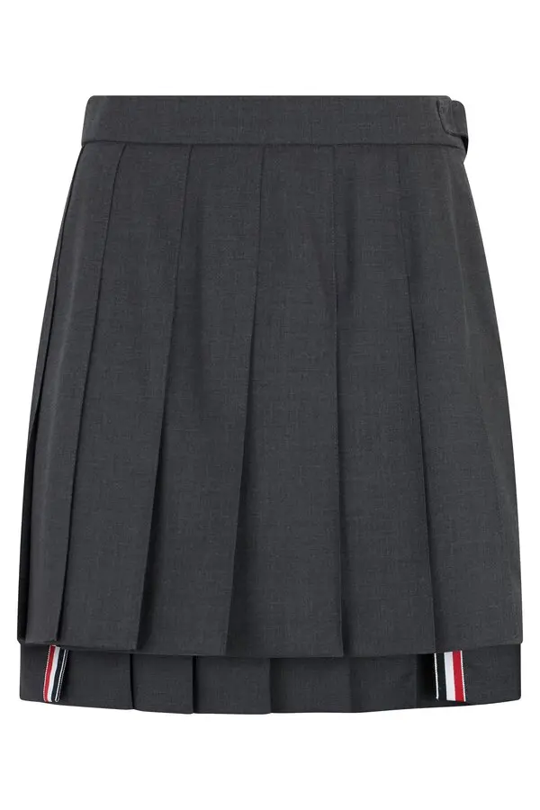 Thom Browne Asymmetrical Pleated Mini Skirt - Grey
