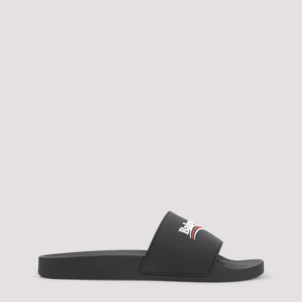 Balenciaga Pool Rubber Political Logo Slide Sandals