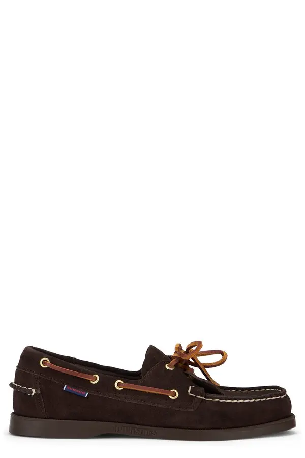SEBAGO Suede Boat Shoe With Jute Laces - Brown