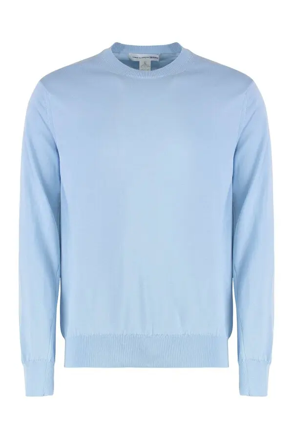 Comme Des Garçons Ribbed Crew Neck Sweater - Light Blue