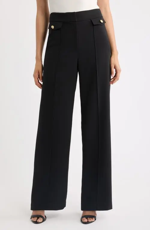Elie Tahari Isla Seamed High Waist Straight Leg Pants - Noir