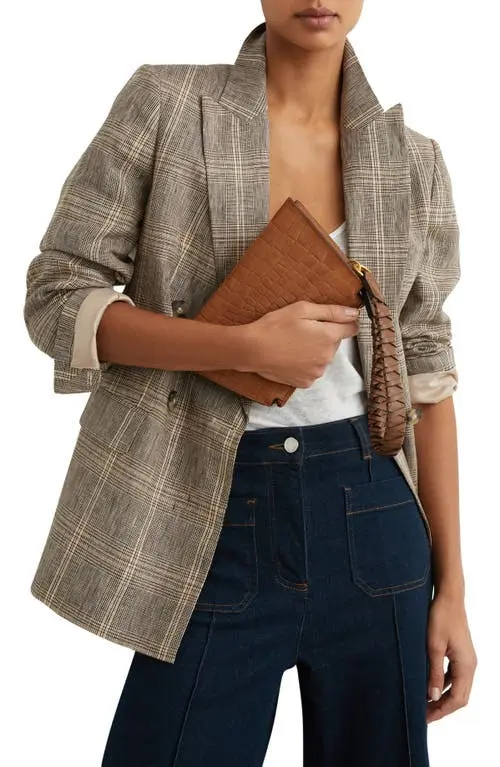 REISS Avery Croc Embossed Leather Shoulder Bag