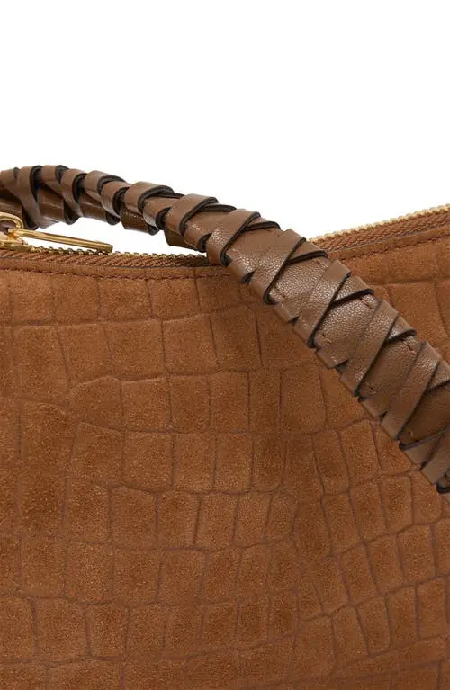 REISS Avery Croc Embossed Leather Shoulder Bag