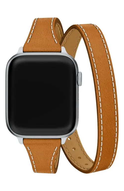 Michele Double Wrap Leather 20mm Smartwatch Band - Brown
