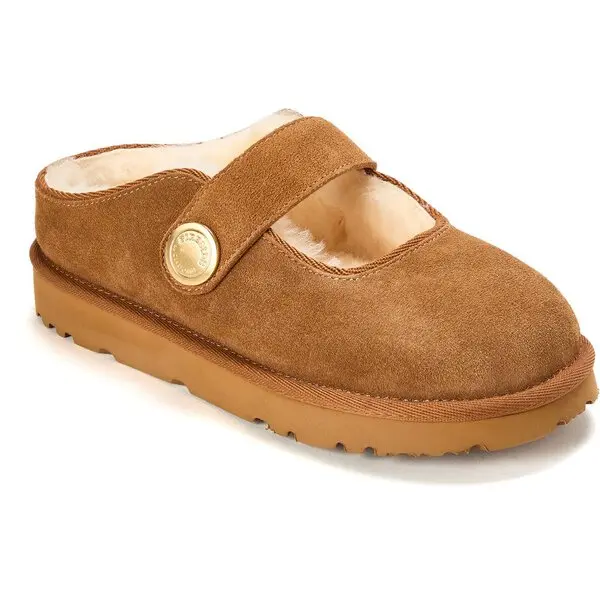 DEARFOAMS Fireside Coin Mary Jane Slipper - Chestnut