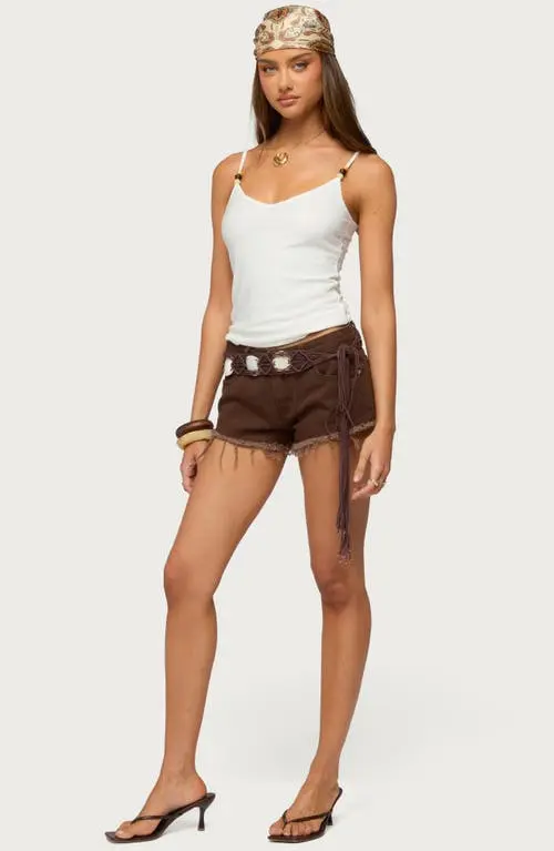 EDIKTED Lillian Beaded V-neck Cotton Blend Camisole