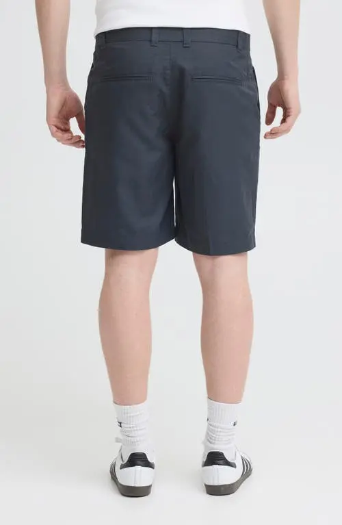 CASUAL FRIDAY Flat Front Cotton & Linen Chino Shorts - Dark Navy