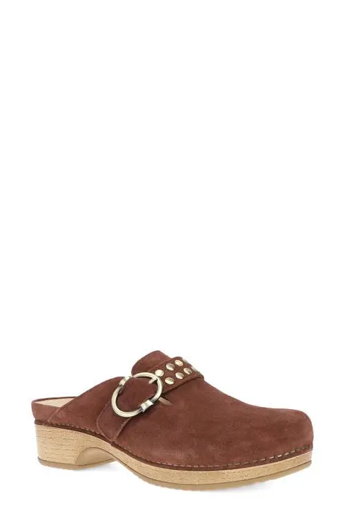 Dansko Branson Studded Platform Clogs - Mahogany Suede
