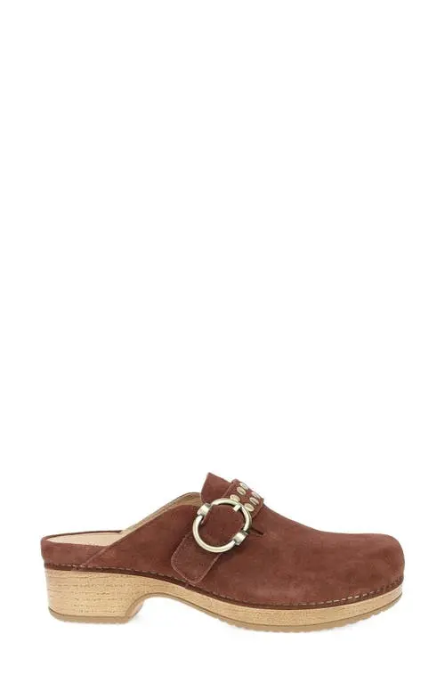 Dansko Branson Studded Platform Clogs - Mahogany Suede
