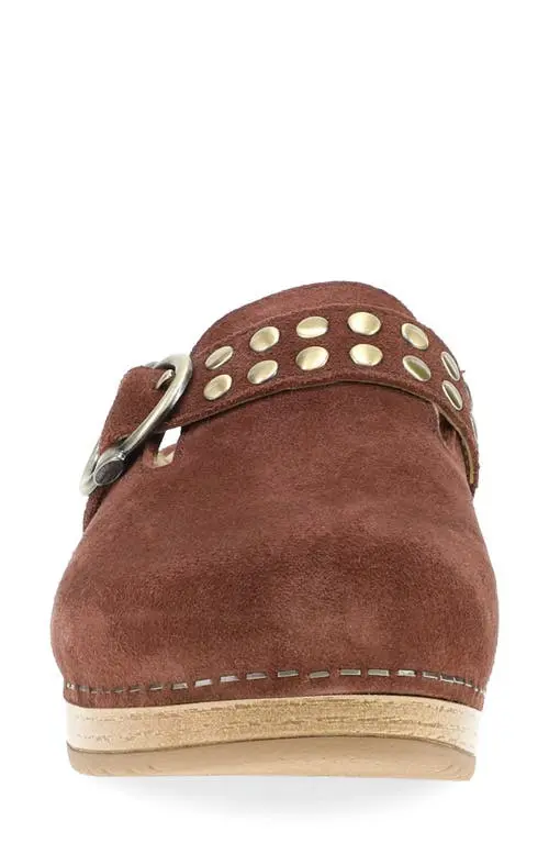 Dansko Branson Studded Platform Clogs - Mahogany Suede
