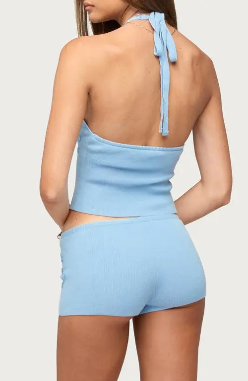 EDIKTED Nataly Button Ribbed Halter Top