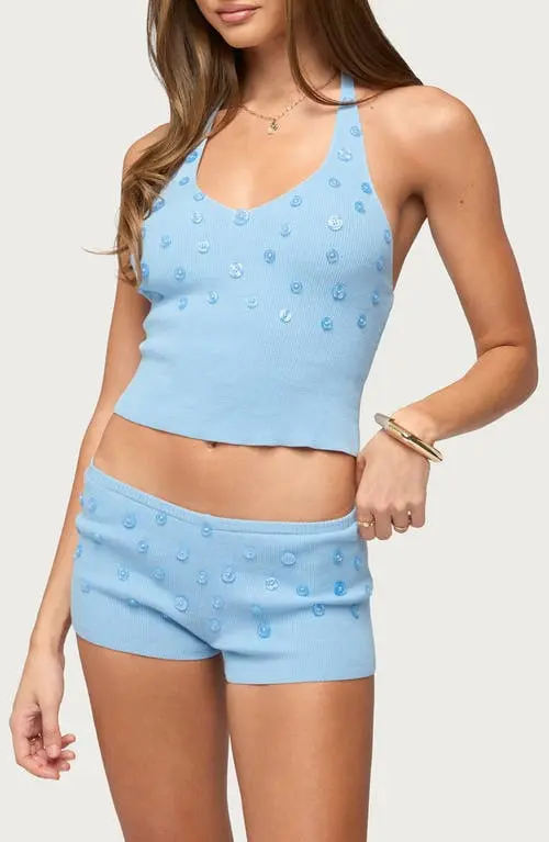 EDIKTED Nataly Button Ribbed Halter Top