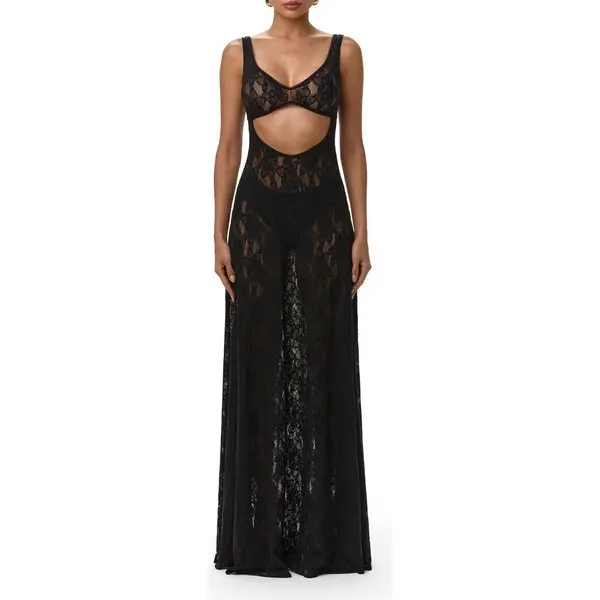 Naked Wardrobe Lace Cutout Maxi Dress