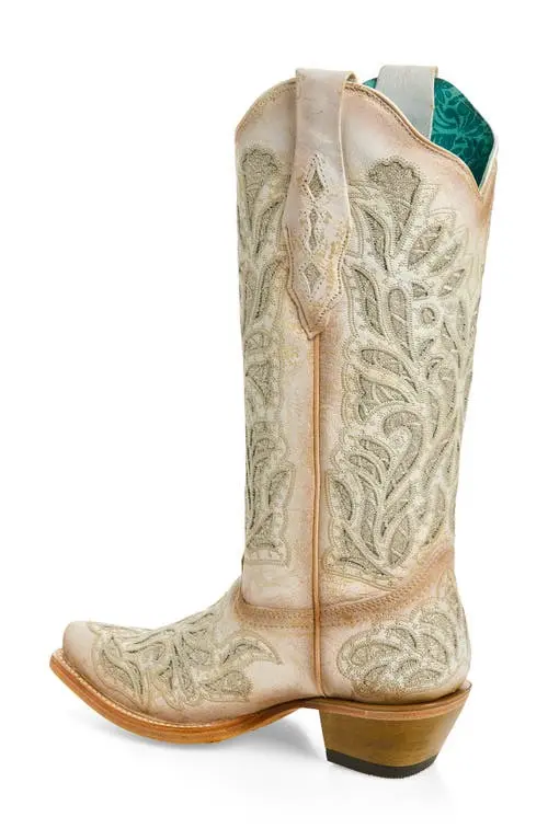 CORRAL Glitter Embroidered Leather Cowboy Boots