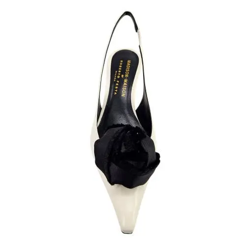 MADISON MAISON X Roberto Festa Istinya Flower Leather Slingback Kitten Heel - Beige