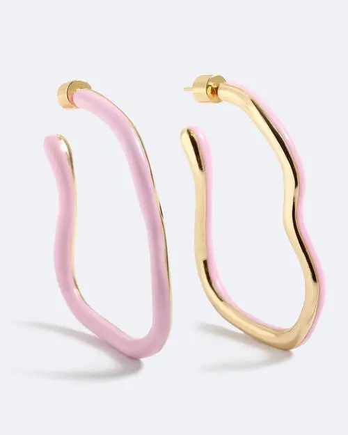 EMMA PILLS Obsession Hoops In 14k Plating With Hand-painted Enamel