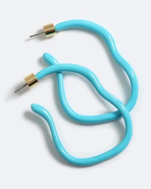EMMA PILLS Obsession Hoops In 14k Plating With Hand-painted Enamel - Ocean Glo