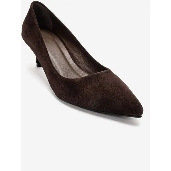 FOREVER & ALWAYS SHOES Jalen Leather Stiletto Pumps - Brown Suede