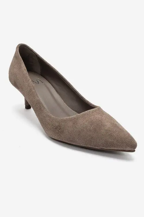 FOREVER & ALWAYS SHOES Jalen Leather Stiletto Pumps - Mink Suede