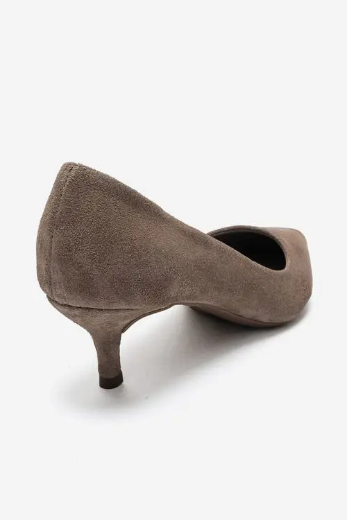 FOREVER & ALWAYS SHOES Jalen Leather Stiletto Pumps - Mink Suede