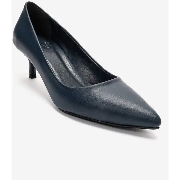 FOREVER & ALWAYS SHOES Jalen Leather Stiletto Pumps - Navy