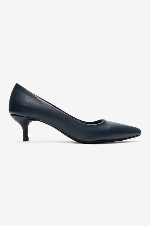 FOREVER & ALWAYS SHOES Jalen Leather Stiletto Pumps - Navy