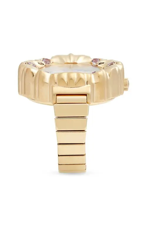 PASCAL Baroque Statement Ring Watch With Lab-grown Gemstones - Mauve