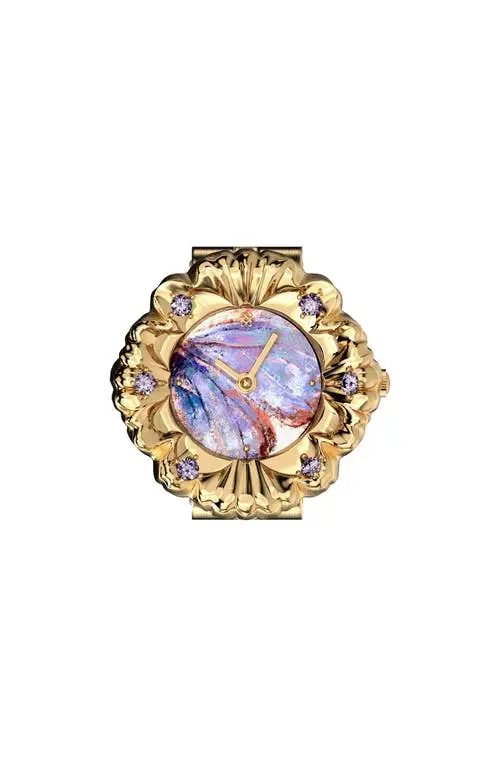 PASCAL Baroque Statement Ring Watch With Lab-grown Gemstones - Mauve