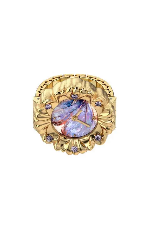 PASCAL Baroque Statement Ring Watch With Lab-grown Gemstones - Mauve