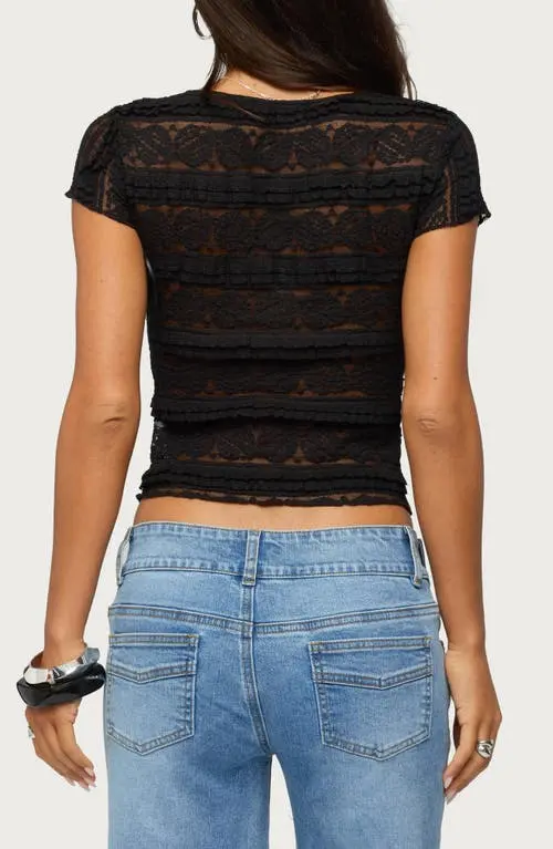 EDIKTED Avalee Plunge Neck Lace Crop Top