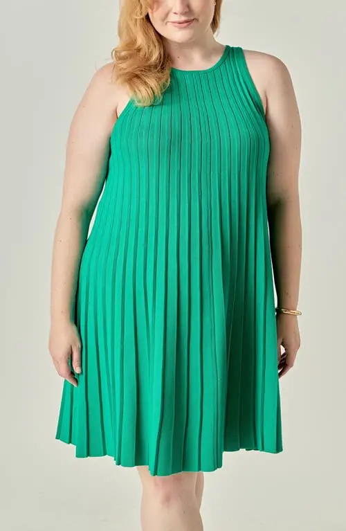 English Factory Pleated A-line Knit Minidress