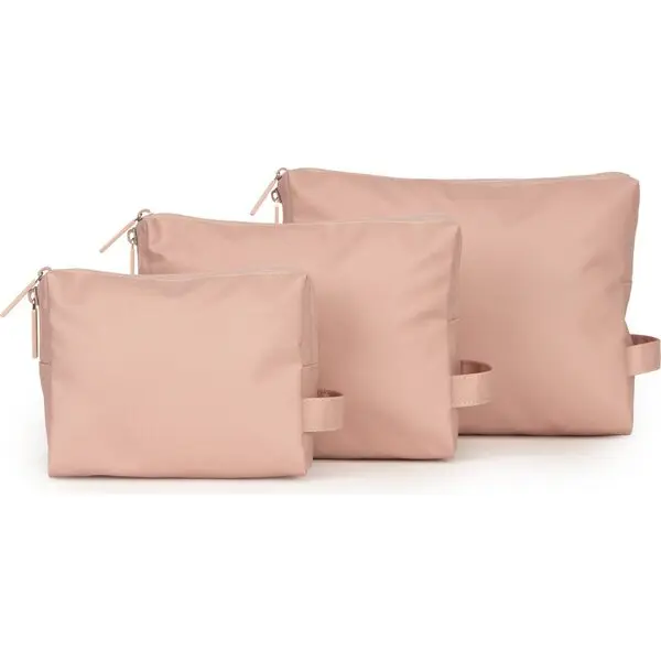 CALPAK 3-piece Water-resistant Zip Pouch Set - Pink Sand