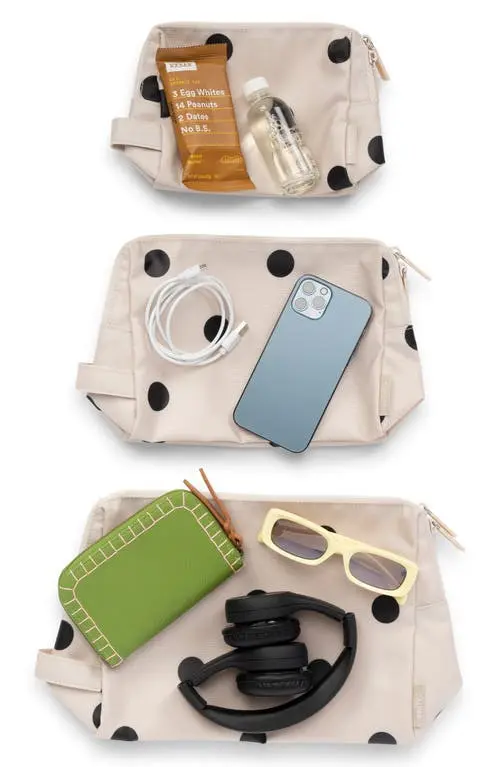 CALPAK 3-piece Water-resistant Zip Pouch Set - Polka Dot